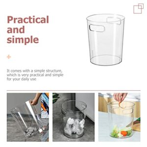 FOMIYES Clear Acrylic Trash Can Wastebasket Trash Bin with Handle Round Garbage Container Bin Small Plastic Wastebasket for Bathroom Bedroom Kitchen Home Office Dorm