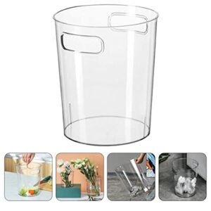 FOMIYES Clear Acrylic Trash Can Wastebasket Trash Bin with Handle Round Garbage Container Bin Small Plastic Wastebasket for Bathroom Bedroom Kitchen Home Office Dorm