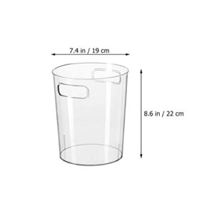 FOMIYES Clear Acrylic Trash Can Wastebasket Trash Bin with Handle Round Garbage Container Bin Small Plastic Wastebasket for Bathroom Bedroom Kitchen Home Office Dorm