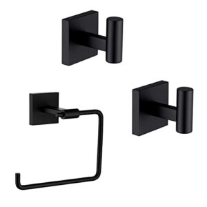 kokosiri robe hooks bathroom towel hook 2 pack bath towel rings hand towel holder matte black b1013bk-p2+b3007bk