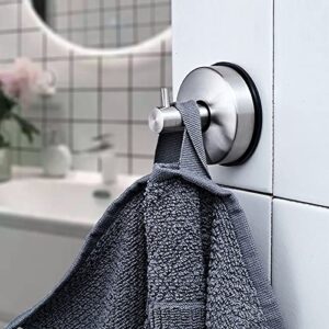 GTL Suction Cup Hooks Stainless Steel 2 Pack Shower Hook Wall Hook Removable for Shower Bathroom Kitchen Bedroom Hotel Brushed Finished