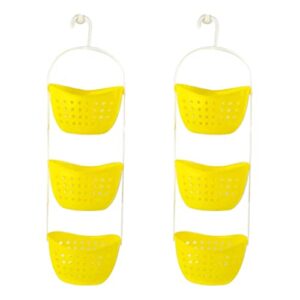 zerodeko 2pcs 3- tier shower caddy bathroom hanging basket rack kitchen storage organizer (yellow)