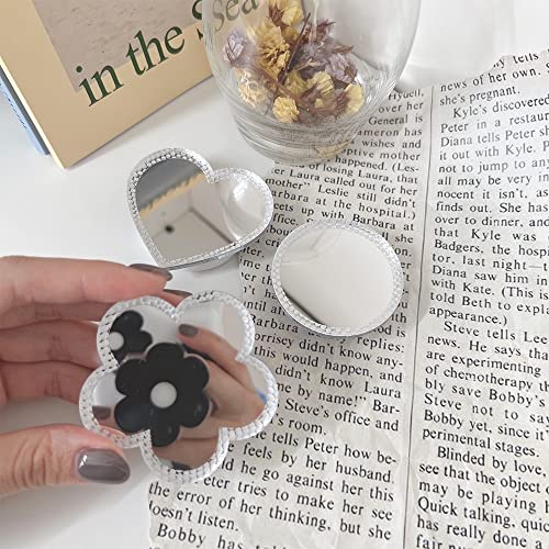 ONLYOU GRIPTOK Phone Grip Korean Grip Tok Simple Heart Flower Round Design Mirror Cute Phone Stand Drop Prevention Custom Women's Round