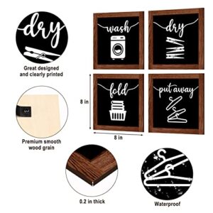 Zzbakress Farmhouse Laundry Room Decor,Wash Dry Fold Put Away Set of 4,Laundry Sign (black)