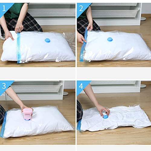 10 Pack Vacuum Storage Bags, Space Saver Sealer Bags with Travel Electric Pump, Vaccumeseal Space Storage Bags for Clothes, Clothing, Comforters and Blankets,90x130cm