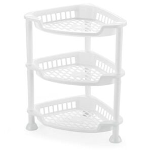 collections etc white 3 tier plastic corner storage shelf