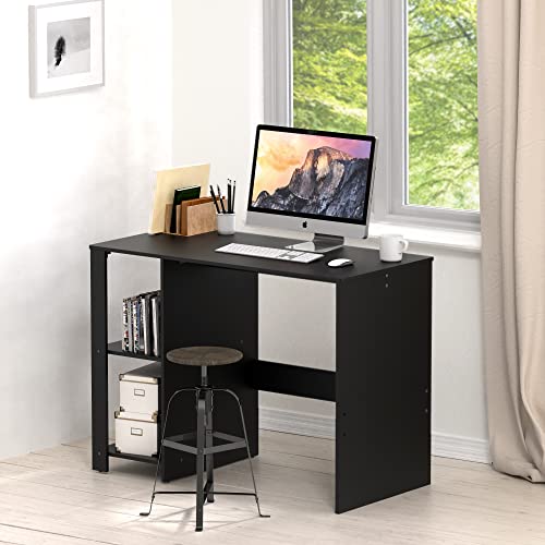 SHW Home Office Computer Desk with Shelves, Black