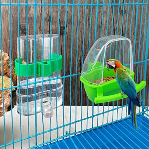 2Pcs Bird Feeder Water Dispenser for Cage Parakeet Bird Water Hanging Feeder Cup Plastic Food Feeding Box Pet Cage Accessories Seed Food Holder for Small Birds Parrots Cockatiel Budgies