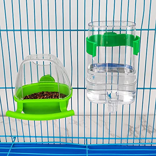 2Pcs Bird Feeder Water Dispenser for Cage Parakeet Bird Water Hanging Feeder Cup Plastic Food Feeding Box Pet Cage Accessories Seed Food Holder for Small Birds Parrots Cockatiel Budgies