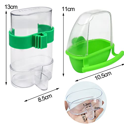 2Pcs Bird Feeder Water Dispenser for Cage Parakeet Bird Water Hanging Feeder Cup Plastic Food Feeding Box Pet Cage Accessories Seed Food Holder for Small Birds Parrots Cockatiel Budgies