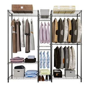 serxis heavy duty garment rack for hanging clothes, metal clothing rack,large capacity portable clothing rack,freestanding open wardrobe organizer rack, 67.0"l x 13.8"w x 75.6"h max load 720lbs, black