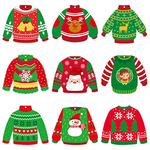 45 Pcs Ugly Sweater Cutouts for Christmas Classroom Bulletin Board Holiday DIY Party Decoration, 6 Inch Double-Sided