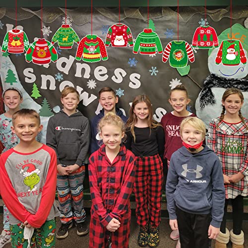 45 Pcs Ugly Sweater Cutouts for Christmas Classroom Bulletin Board Holiday DIY Party Decoration, 6 Inch Double-Sided