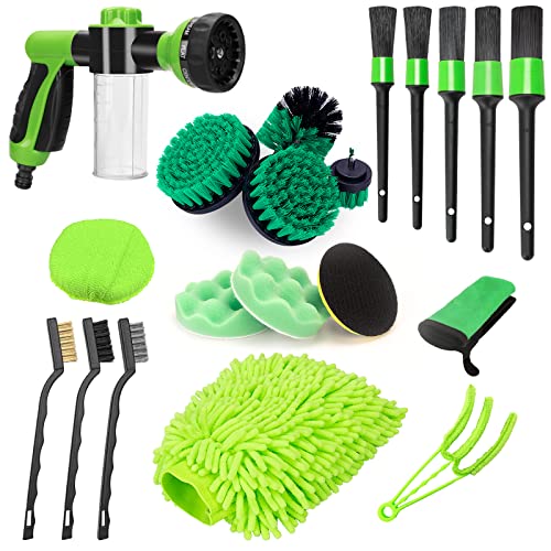 20Pcs Car Detailing Brush Set, Car Detailing Kit, Auto Detailing Drill Brush Set, Car Detailing Brushes, Car Buffing Sponge Pads Kit, Car Cleaning Tools Kit for Interior, Exterior, Wheels, Dashboard