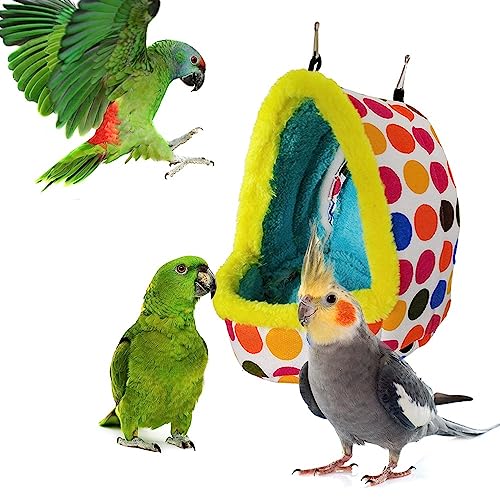 DONGKER Winter Warm Bird Nest House, Bird Parrot Hammock Nest Plush Guinea Pig Hammock Tent Bed for Hamster Parrot Macaw Budgies Cockatiels