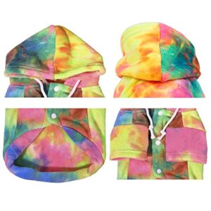 Dog Hoodie for Small Medium Dogs Tie Dye Pet Coat Dog Clothes Dog Pajamas Fall Winter Daily Warm Polar Fleece Soft Lightweight Doggie Sweatshirt Halloween Christmas Festival Apparel for Dogs Cats