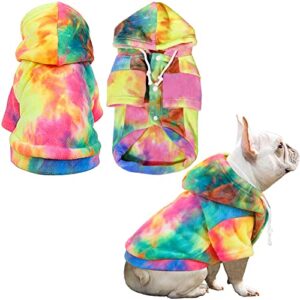 dog hoodie for small medium dogs tie dye pet coat dog clothes dog pajamas fall winter daily warm polar fleece soft lightweight doggie sweatshirt halloween christmas festival apparel for dogs cats