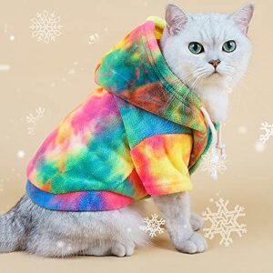 Dog Hoodie for Small Medium Dogs Tie Dye Pet Coat Dog Clothes Dog Pajamas Fall Winter Daily Warm Polar Fleece Soft Lightweight Doggie Sweatshirt Halloween Christmas Festival Apparel for Dogs Cats