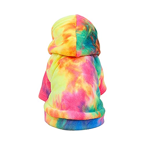 Dog Hoodie for Small Medium Dogs Tie Dye Pet Coat Dog Clothes Dog Pajamas Fall Winter Daily Warm Polar Fleece Soft Lightweight Doggie Sweatshirt Halloween Christmas Festival Apparel for Dogs Cats