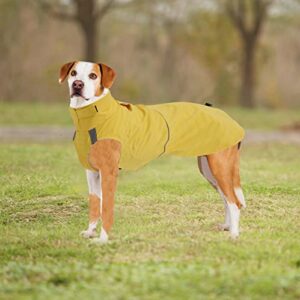 Brabtod Bulldog Waterproof Raincoat,French Bulldog Lightweight Rainproof Jacket Reflective Saftey with Harness Hole Dog Poncho Vest for Pugs French English Bulldog American Pit Bulldog-Yellow-XS