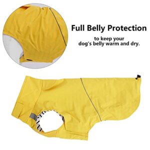 Brabtod Bulldog Waterproof Raincoat,French Bulldog Lightweight Rainproof Jacket Reflective Saftey with Harness Hole Dog Poncho Vest for Pugs French English Bulldog American Pit Bulldog-Yellow-XS