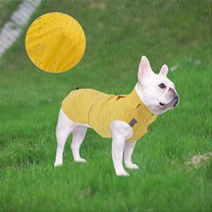 Brabtod Bulldog Waterproof Raincoat,French Bulldog Lightweight Rainproof Jacket Reflective Saftey with Harness Hole Dog Poncho Vest for Pugs French English Bulldog American Pit Bulldog-Yellow-XS