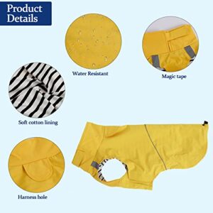 Brabtod Bulldog Waterproof Raincoat,French Bulldog Lightweight Rainproof Jacket Reflective Saftey with Harness Hole Dog Poncho Vest for Pugs French English Bulldog American Pit Bulldog-Yellow-XS