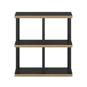 Furinno Turn-N-Tube No Tools Decorative Display Shelf, 4-Cube, Americano/Black