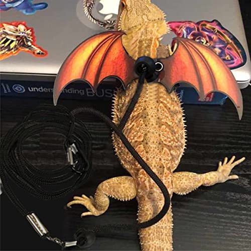 Bearded Dragon Lizard Leash Harness - Adjustable Dinosaur Wing Lizard Cool Leather Wings