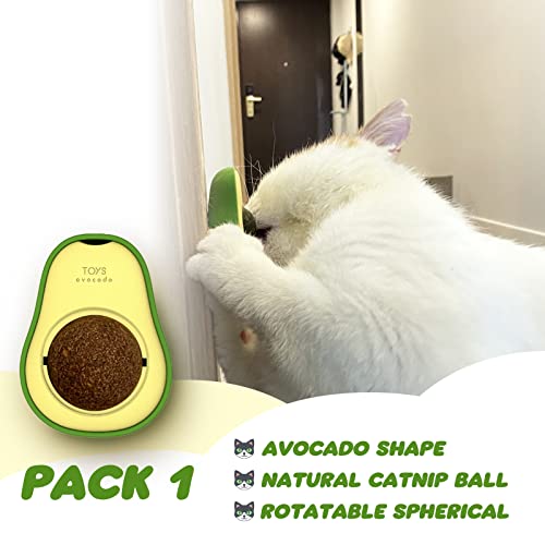 BOXTOHEART 4 Pack Catnip Ball Toys, Edible Organic Balls for Cats and Kittens - Crab Avocado Snail Shapes, Wall Mountable for Engaging Play, Teeth Cleaning, and Hairball Relief (4-Pack-E)