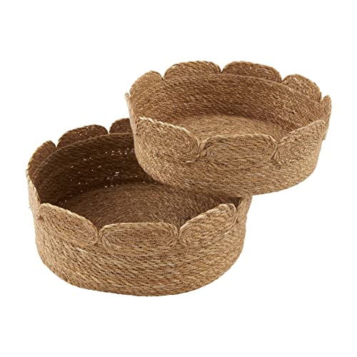 Mud Pie Scalloped Jute Basket Set, Brown