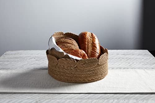 Mud Pie Scalloped Jute Basket Set, Brown