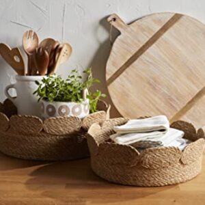 Mud Pie Scalloped Jute Basket Set, Brown