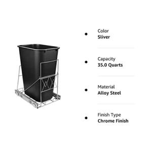 GRIKODA Pull Out Trash Can Under Cabinet, Kitchen Adjustable Sliding Waste Bin Frame,Trash Can Not Included