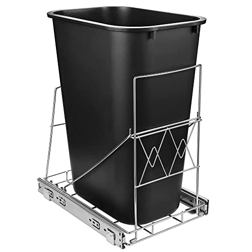 GRIKODA Pull Out Trash Can Under Cabinet, Kitchen Adjustable Sliding Waste Bin Frame,Trash Can Not Included