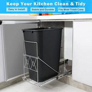 GRIKODA Pull Out Trash Can Under Cabinet, Kitchen Adjustable Sliding Waste Bin Frame,Trash Can Not Included