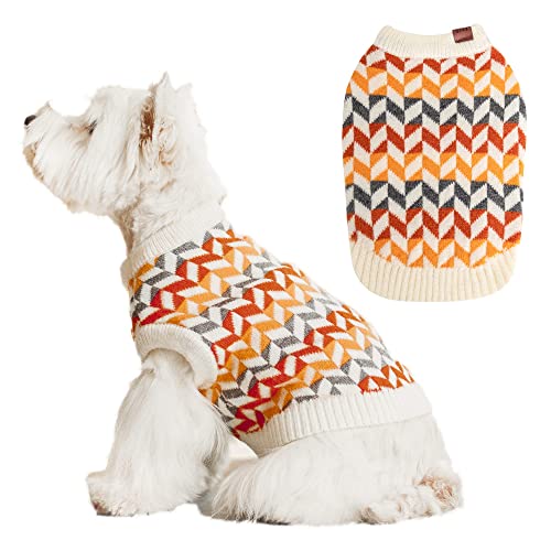 ISPET Knitwear Colorful Dog Sweater Crochet Small Pet Warm Sweatshirt Cold Weather Thickening Yorkie Sweater Vest Puppy Winter Clothes for Small Medium Dogs Cats