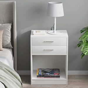 ADORNEVE Nightstands Set of 2,White Night Stand with Charging Station & Drawers,Night Stands for Bedrooms 2