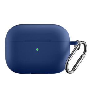 case design for apple airpods pro 2nd generation 2022 version case soft silicone cover shockproof case solid color simple style anti-fall case for airpod pro2 case with carabiner ring (blue)