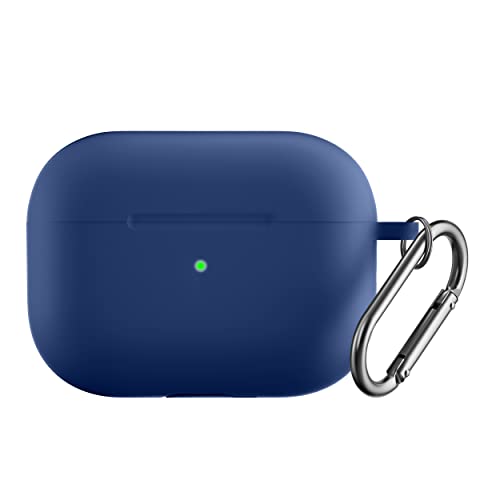 Case Design for Apple AirPods Pro 2nd Generation 2022 Version Case Soft Silicone Cover Shockproof Case Solid Color Simple Style Anti-Fall Case for Airpod Pro2 Case with Carabiner Ring (Blue)