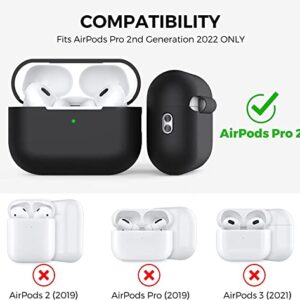 Case Design for Apple AirPods Pro 2nd Generation 2022 Version Case Soft Silicone Cover Shockproof Case Solid Color Simple Style Anti-Fall Case for Airpod Pro2 Case with Carabiner Ring (Blue)