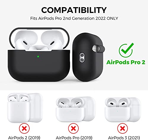 Case Design for Apple AirPods Pro 2nd Generation 2022 Version Case Soft Silicone Cover Shockproof Case Solid Color Simple Style Anti-Fall Case for Airpod Pro2 Case with Carabiner Ring (Blue)