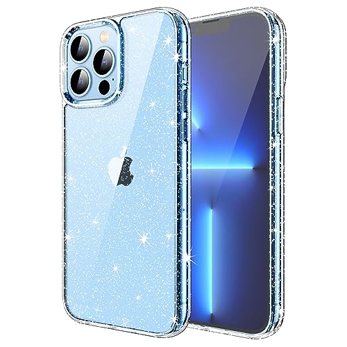 JETech Glitter Case for iPhone 13 Pro 6.1-Inch, Bling Sparkle Shockproof Phone Bumper Cover, Cute Sparkly for Women and Girls (Clear)