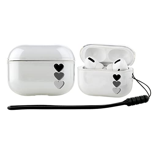 OOK Clear Case for AirPods Pro 2nd Generation 2022, Heart Design Full Body Shockproof Protective AirPods Pro 2 Case Anti-Scratch Anti-Yellow Wireless Charging Case with Lanyard