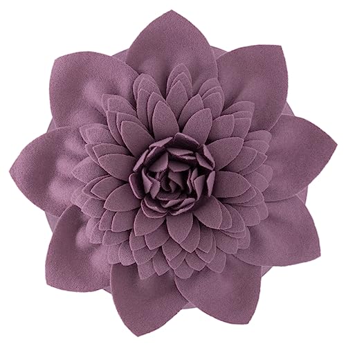 OiseauVoler 3D Flower Throw Pillows with Insert Included Decorative Handmade Accent Round Pillow Cushion for Couch Bedroom Aesthetic Home Decor 14 Inch Purple