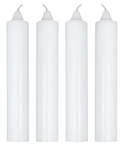 4 Pack Unscented Jumbo Candles 9" x 1½" Including The Booklet Candle Factoids Trivia & Safety Guidelines Made in The USA (White)