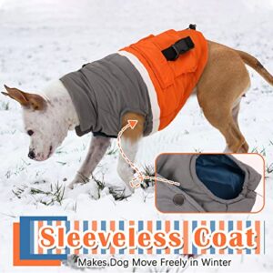 IKIPUKO Dog Winter Jacket, Reflective Dog Warm Coat Windproof Padded Doggie Coat with Pouch Dog Jacket with Harness Hole Puppy Cold Weather Coat for Small Medium Large Dogs(M)