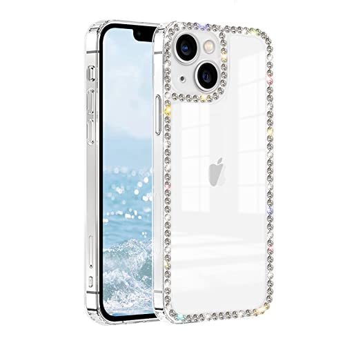 VAOXTY Compatible with iPhone 14 Plus Case Clear Bling Diamond Rhinestone Cute for Girls Women Girly Case Glitter Shiny Sparkle Bumper Design Soft Silicone Luxury Fashion Protective 3D Phone Case