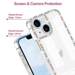 VAOXTY Compatible with iPhone 14 Plus Case Clear Bling Diamond Rhinestone Cute for Girls Women Girly Case Glitter Shiny Sparkle Bumper Design Soft Silicone Luxury Fashion Protective 3D Phone Case