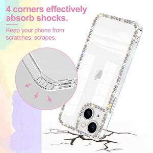 VAOXTY Compatible with iPhone 14 Plus Case Clear Bling Diamond Rhinestone Cute for Girls Women Girly Case Glitter Shiny Sparkle Bumper Design Soft Silicone Luxury Fashion Protective 3D Phone Case